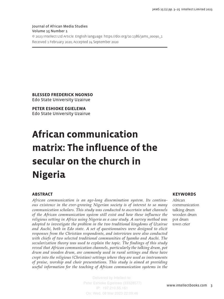 MCM 127-African Communication System | PDF | Nonverbal Communication ...