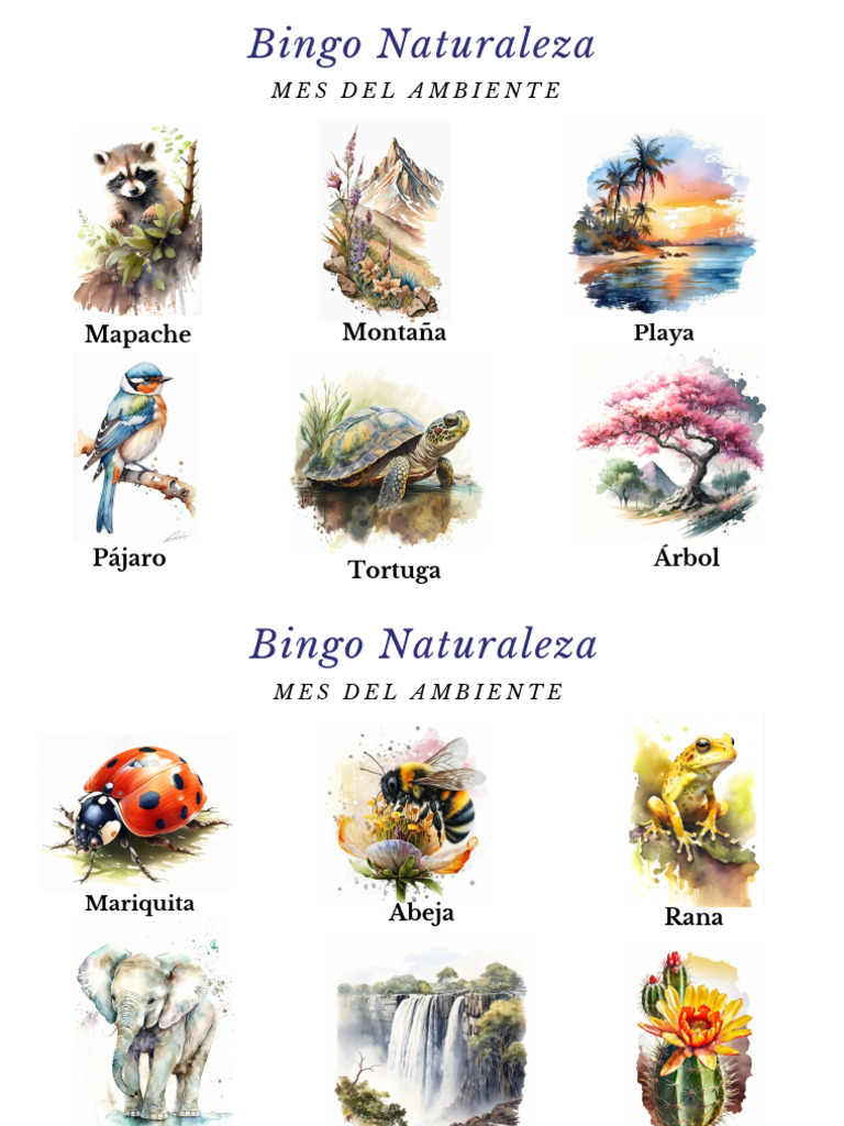 Bingo Naturaleza | PDF | Organismos | Zoología