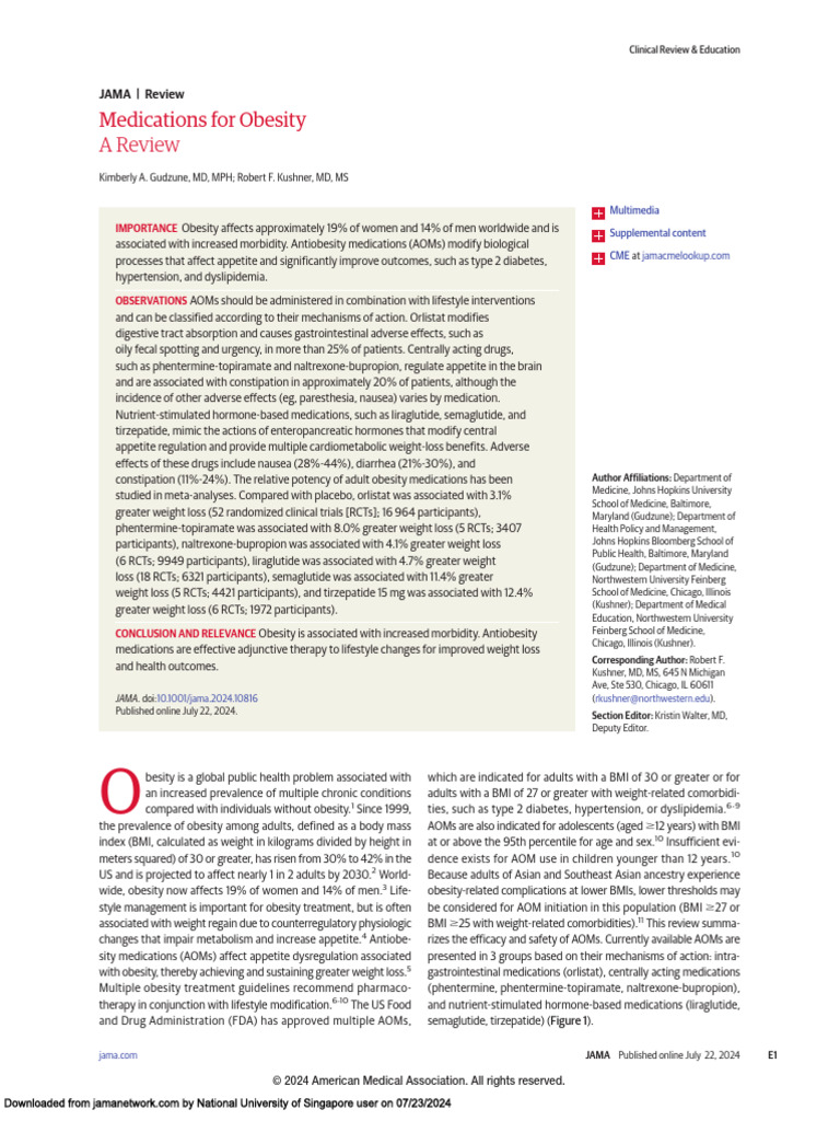 Efficacy of Antiobesity Medications | PDF | Obesity | Weight Loss