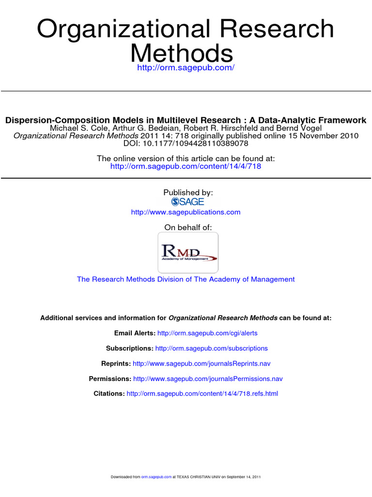 Dispersion Model For Multilevel Construct. | PDF | Multilevel Model | Statistics