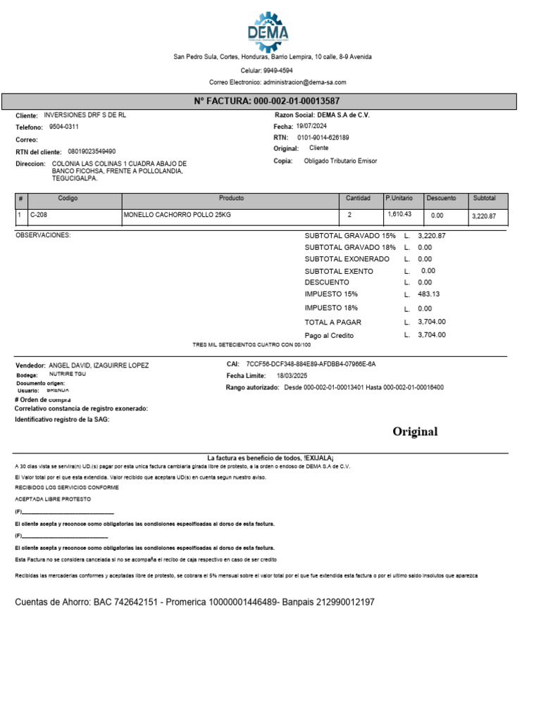 000-002-01-00013587 DRF | PDF | Factura | Economias