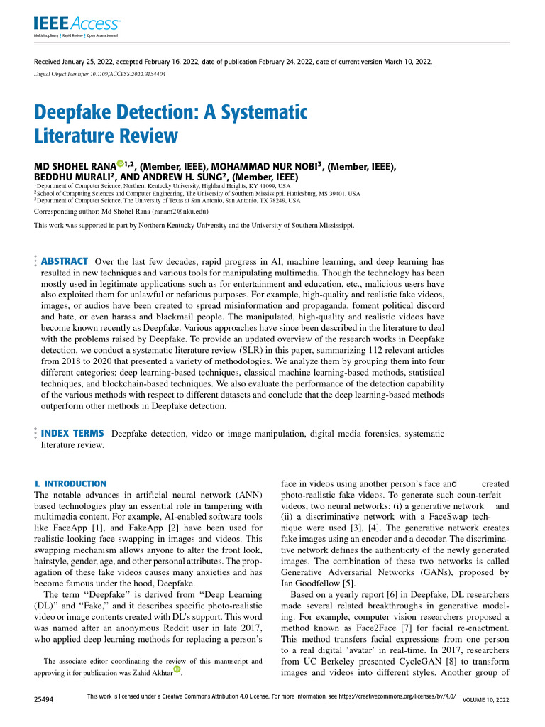 Deepfake Detection A Systematic Literature Review | PDF | Machine Learning | Deep Learning