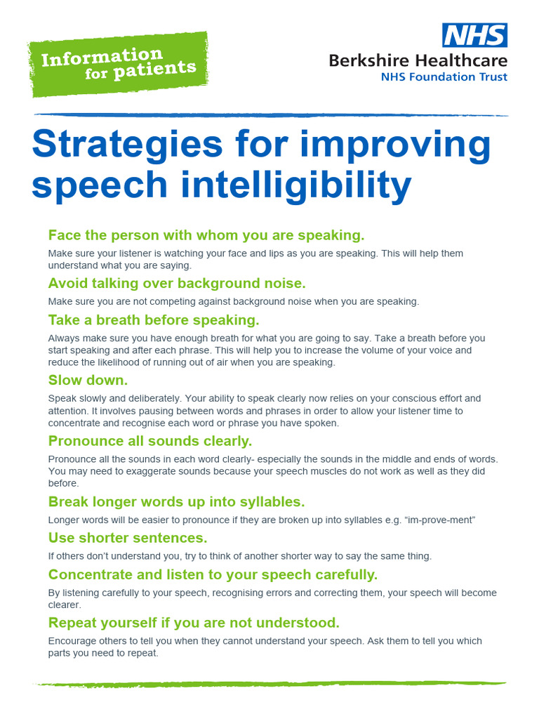 Speech Tips for Clear Communication | PDF