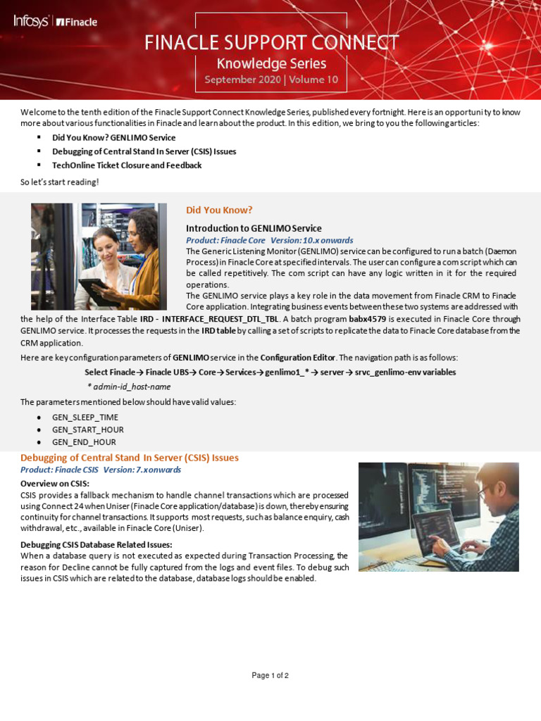Finacle Support Connect - Vol 10 | PDF | Databases | Database Transaction