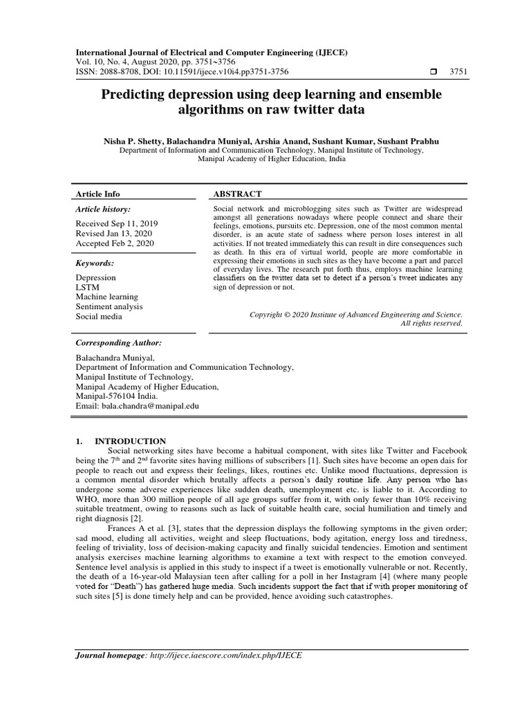 Predicting Depression Using Deep Learnin | PDF | Statistical Classification | Support Vector Machine