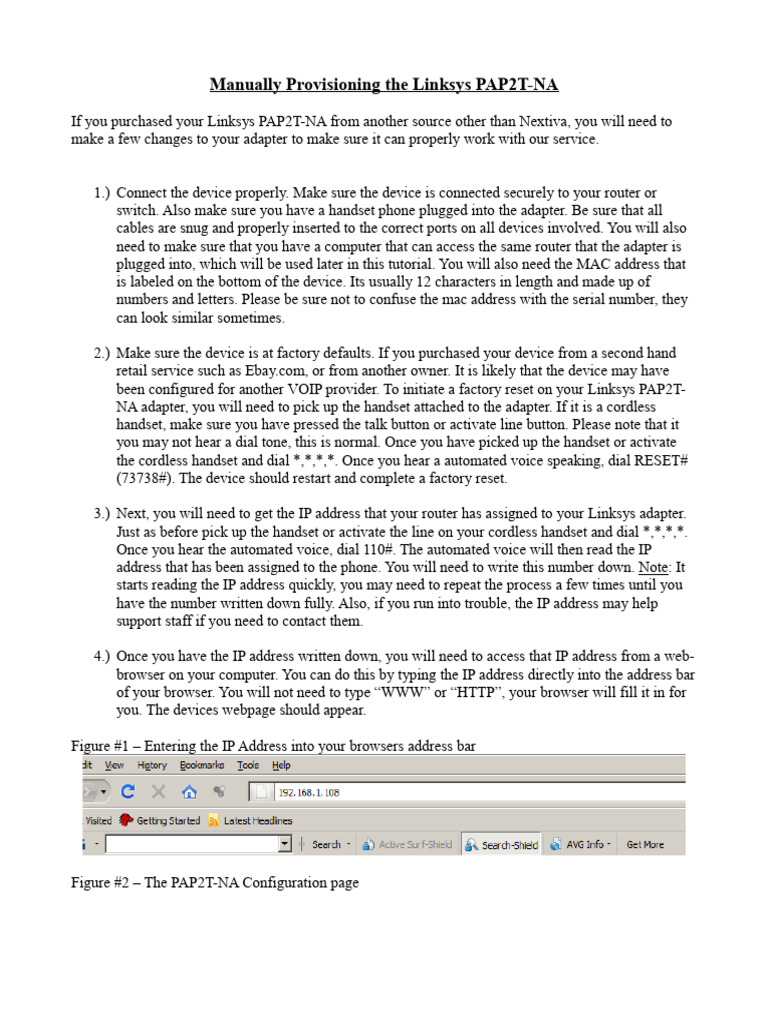 Linksys PAP2T Nextiva Setup | PDF | World Wide Web | Internet & Web