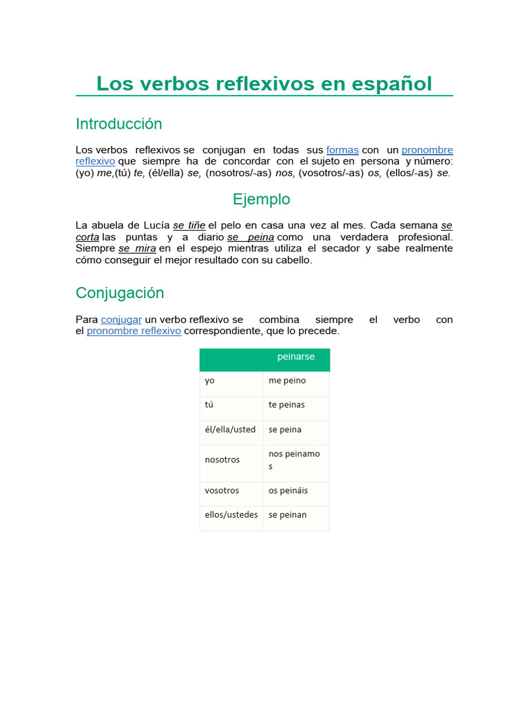 3 Verbos Reflexivos REGLA | PDF | Verbo | Mecánica del lenguaje