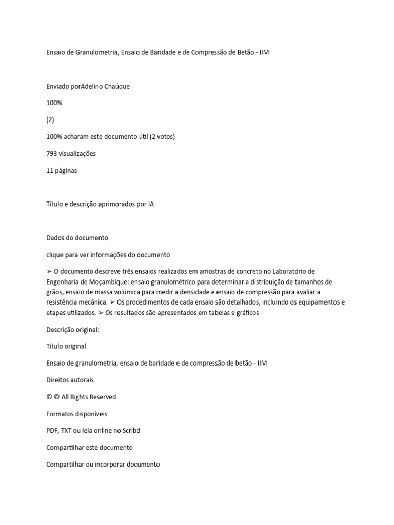 Ensaio de Granu | PDF | Solo | Massa