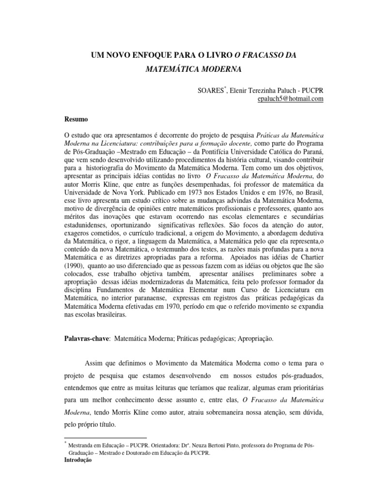 Um Novo Enfoque para o Livro o Fracasso Da Matemática Moderna | PDF | Axioma | Matemática