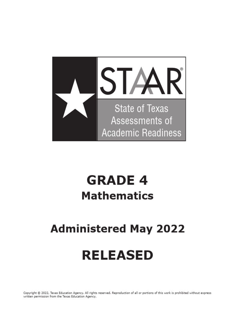 2022 Staar May Grade 4 Math Releasedtest | PDF | Gallon | Units Of ...