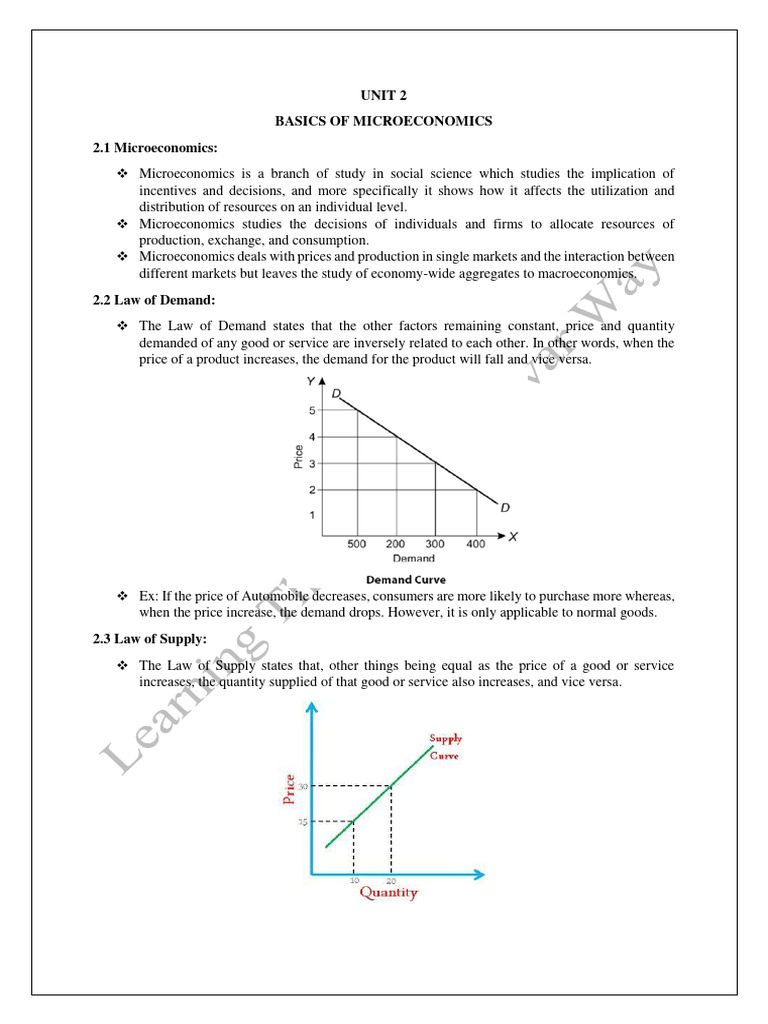 Unit 2 - Basics of Microeconomics - LTTW | PDF | Demand | Elasticity (Economics)