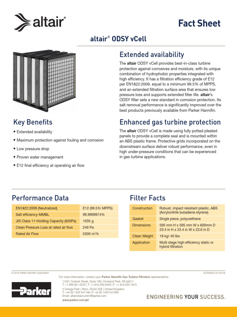 Altair032 Odsy Vcell Fact Sheet | PDF | Filtration | Corrosion