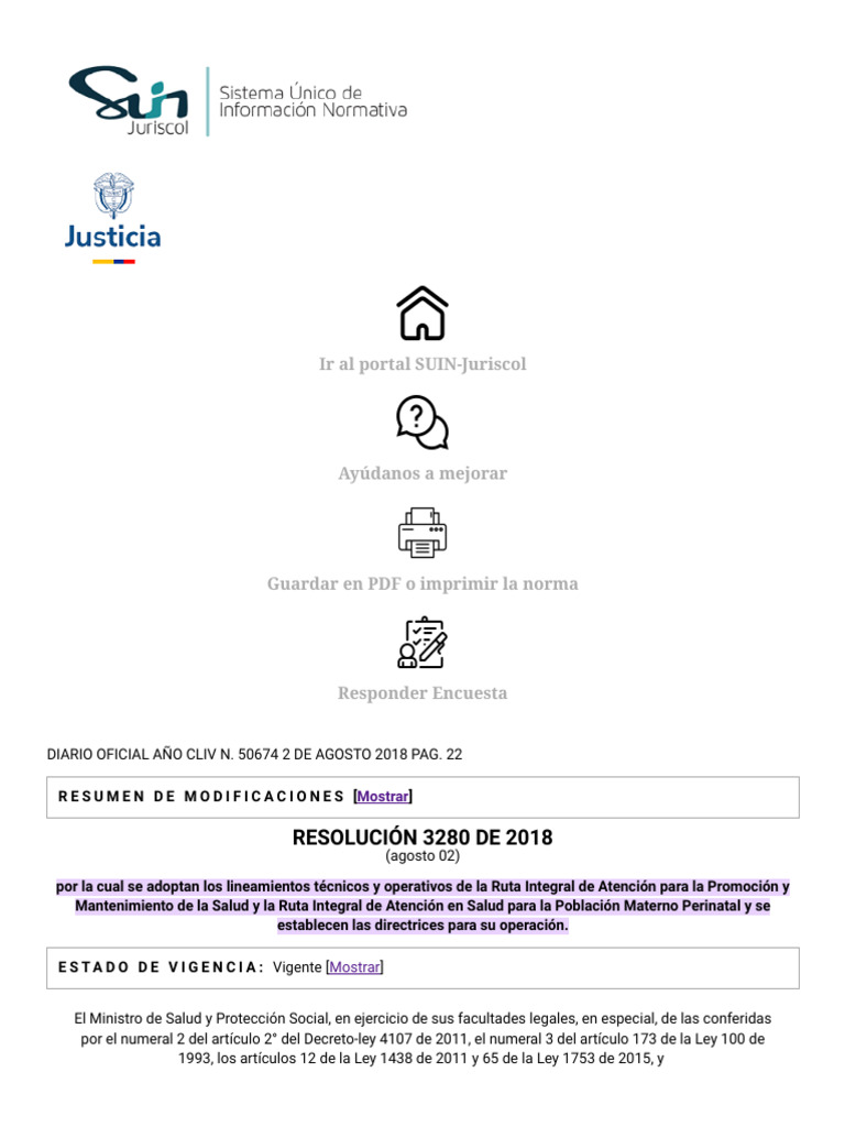 Resolucion 3280 de 2018 | PDF | Politica social | Cuidado de la salud