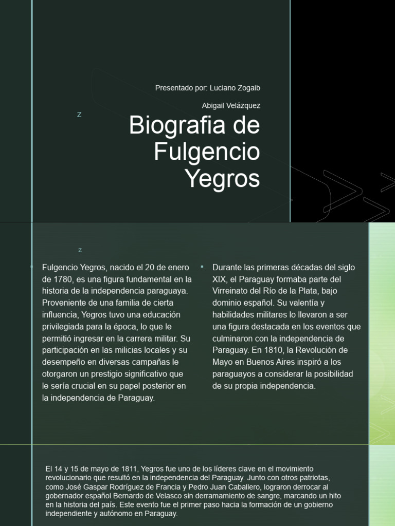 Biografia de Fulgencio Yegros | PDF | América del Sur