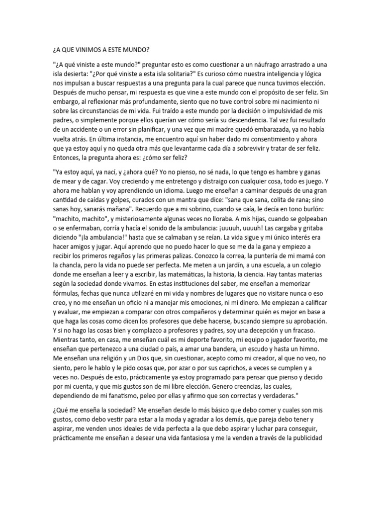 A QUE VINIMOS A ESTE MUNDO | Descargar gratis PDF | Amor