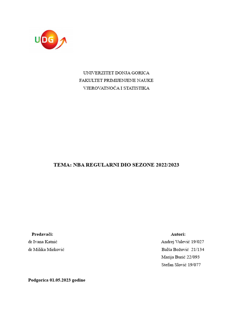 Projekat Iz Statistike | PDF