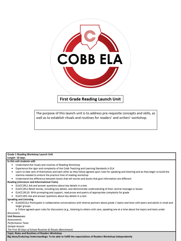 First Grade Reading Workshop Launch | PDF | Books | Classroom