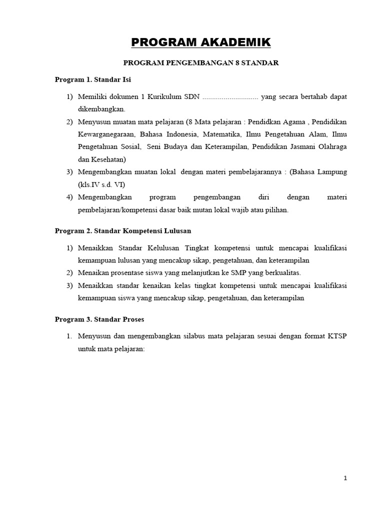 Program Akademik (8 Standar) | PDF | Karier & Perkembangan