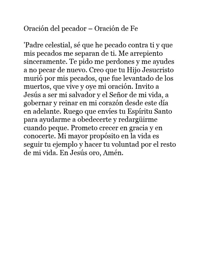 Oración Del Pecador | PDF | Religión y espiritualidad
