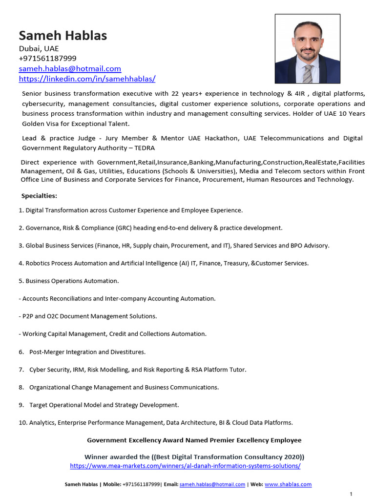 Sameh Hablas CV | PDF | Quality Management System | Information Security