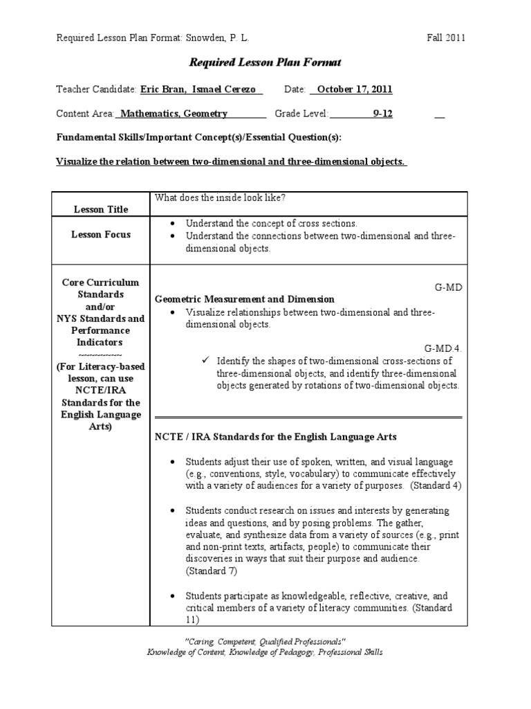Required Lesson Plan Format | PDF | Lesson Plan | Shape