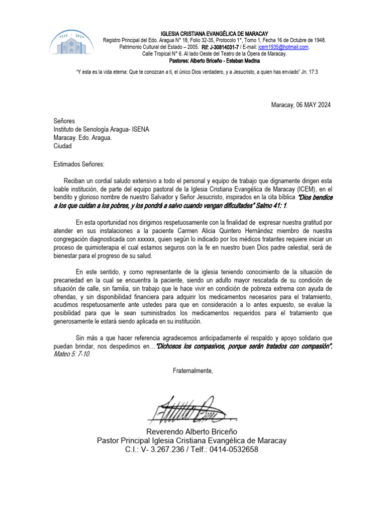 Solicitud de apoyo para paciente ISENA | PDF | Religiones abrahámicas ...