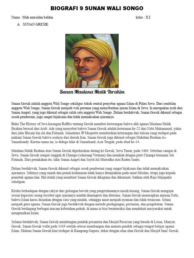 Biografi 9 Sunan Wali Songo | PDF | Agama & Spiritualitas