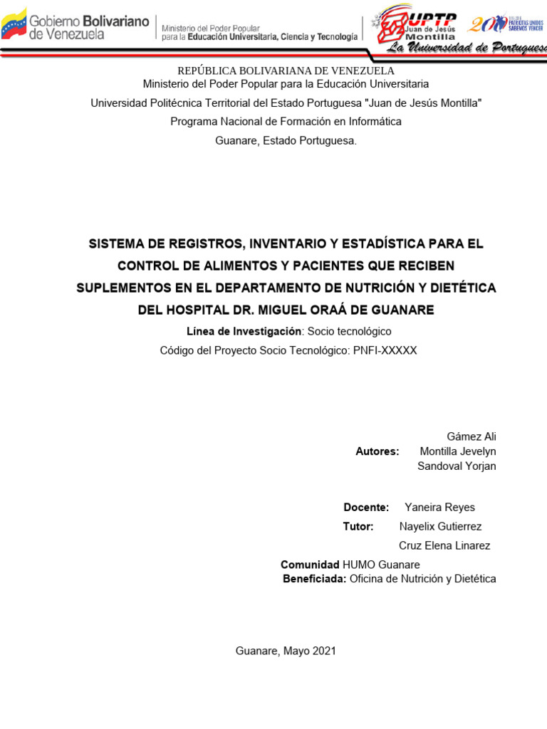 A1 Estructura Proyecto Ii Completo | PDF | Hospital | Dietético