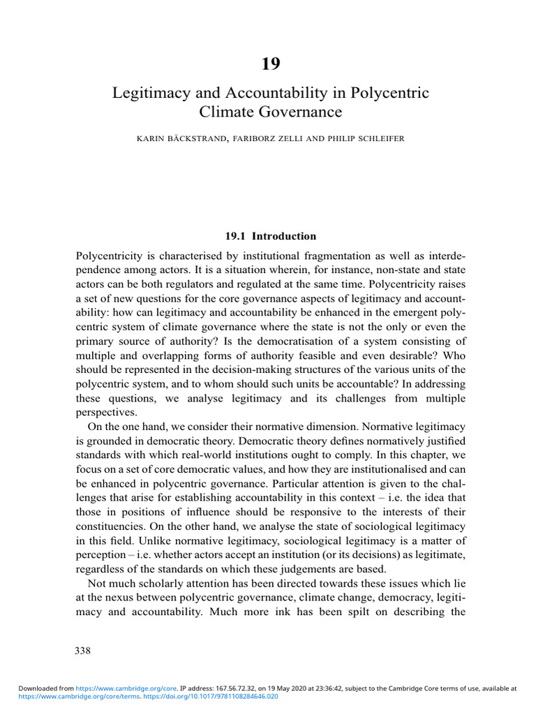 Legitimacy and Accountability in Polycentric Climate Governance | PDF ...