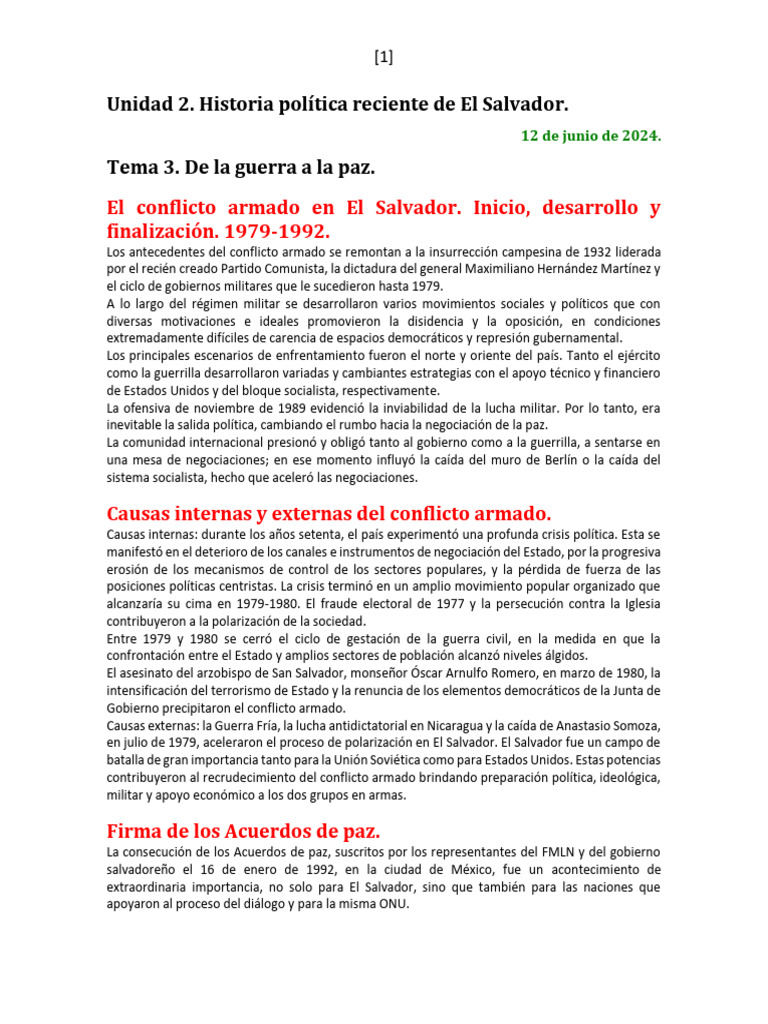 U2 T3 - de La Guerra A La Paz | PDF | Democracia | Ideologías políticas