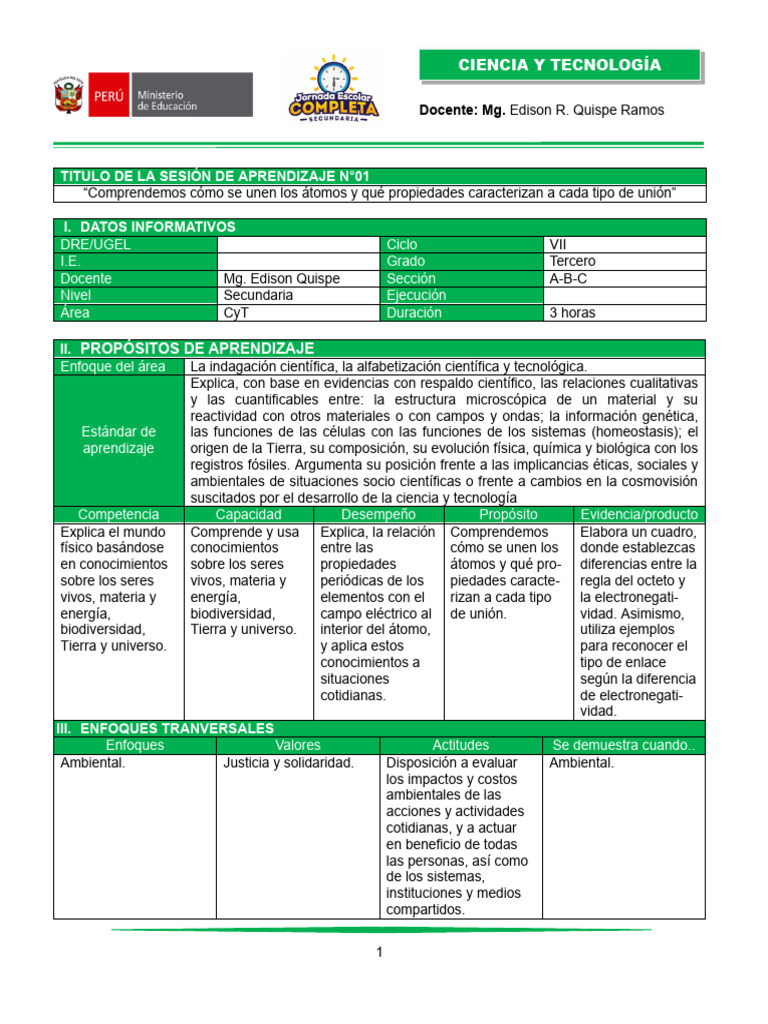 Uniones Atómicas en Secundaria | PDF | Enlace químico | Enlace covalente