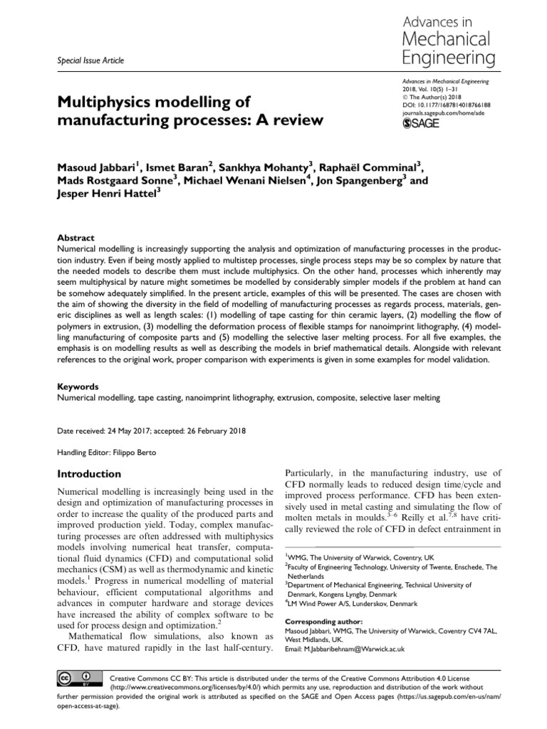 Multiphysics Modelling of Manufacturing Processes | PDF ...