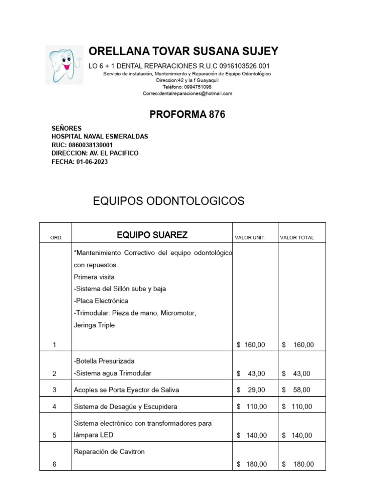 Proforma Mantenimiento de Equipos Hospital Naval 2023 | PDF | Encendiendo