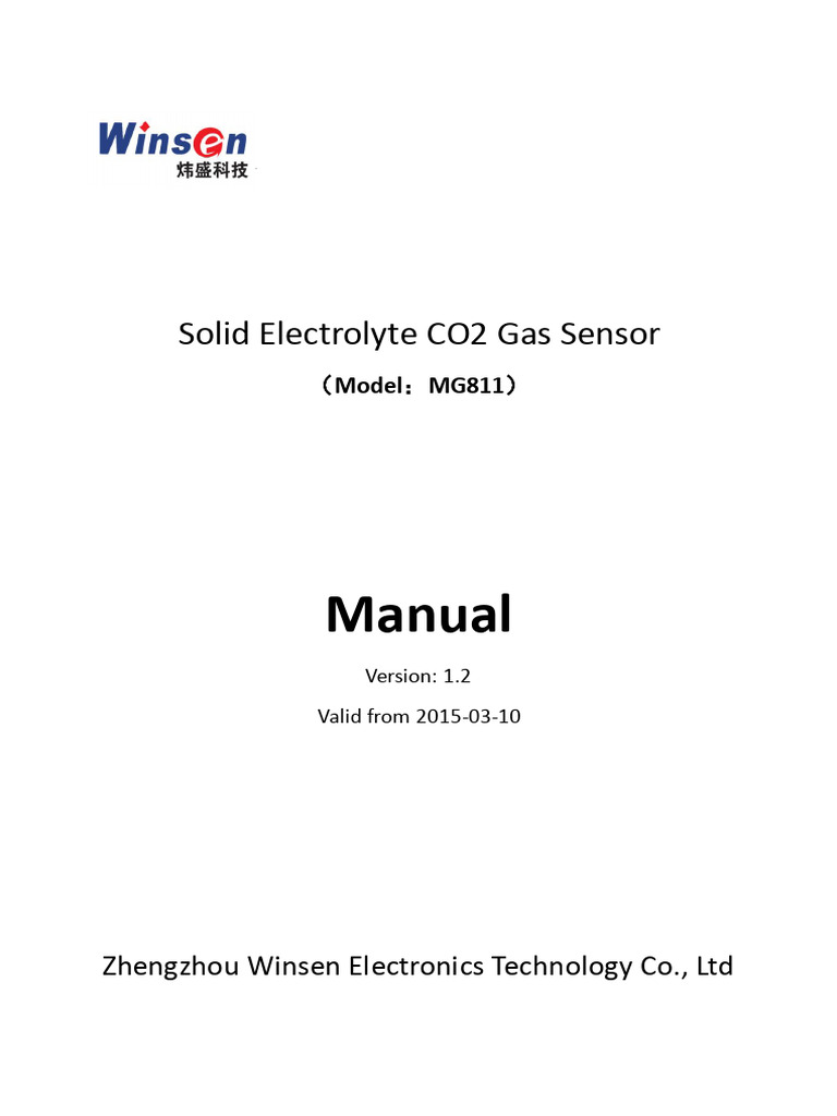 MG811 Winsen | PDF | Sensor | Carbon Dioxide