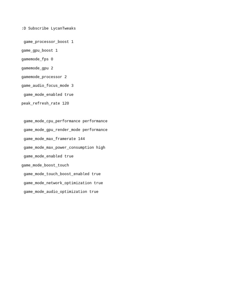 LycanTweaks Game Mode Settings Guide | PDF | Games & Activities | Computers