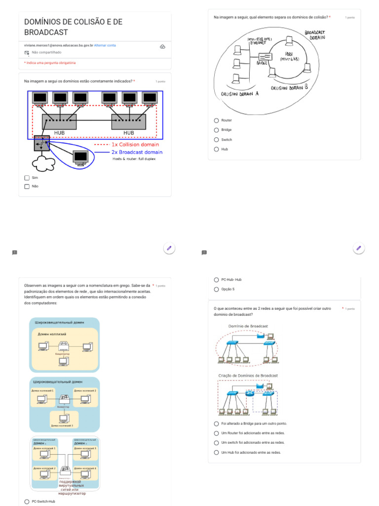 Unidade Iii - Exercícios - Domínios de Colisão e de Broadcast | PDF | Rede de computadores ...