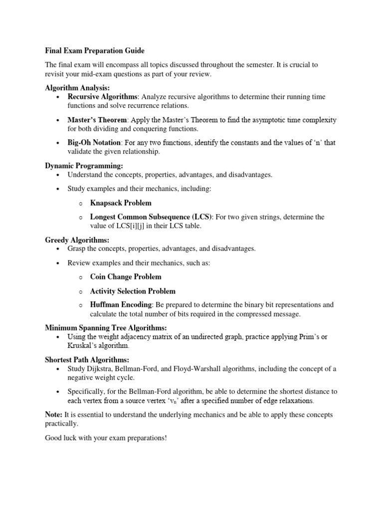 Final Exam Preparation Guide Pdf