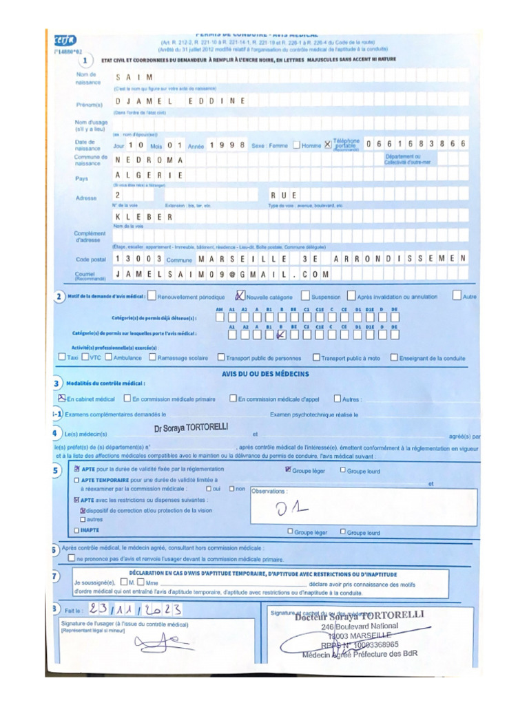 Etat Civil Et Coordonnees Du Demandeur À Remplir À L'encre Noire, en ...