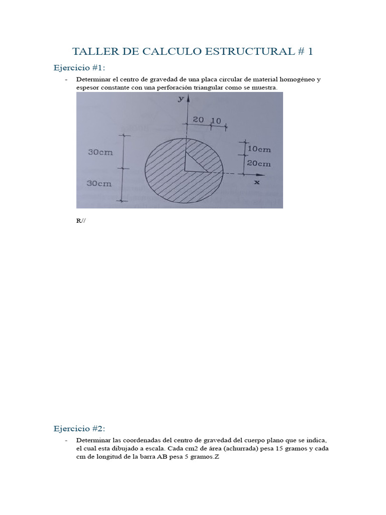 TALLER DE CALCULO ESTRUCTURAL # 1 para Resolver | PDF
