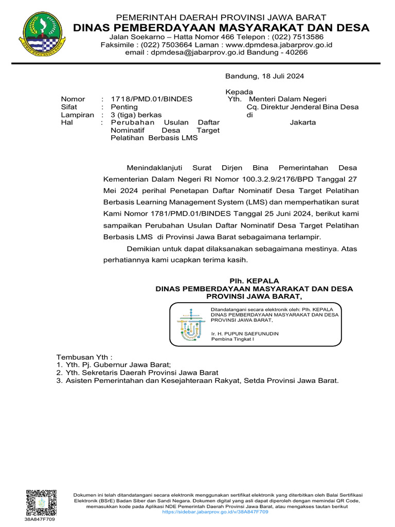 Perubahan Usulan Desa Target LMS | PDF