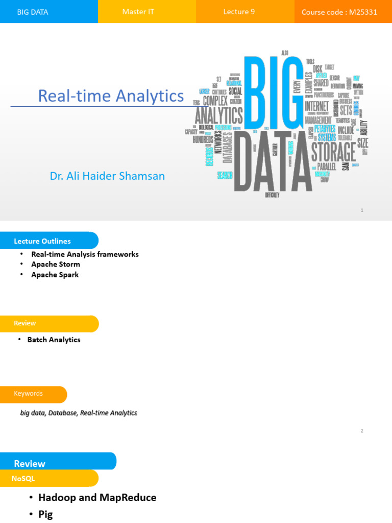 Lecture 9 - Realtime Analytics | PDF | Apache Spark | Analytics