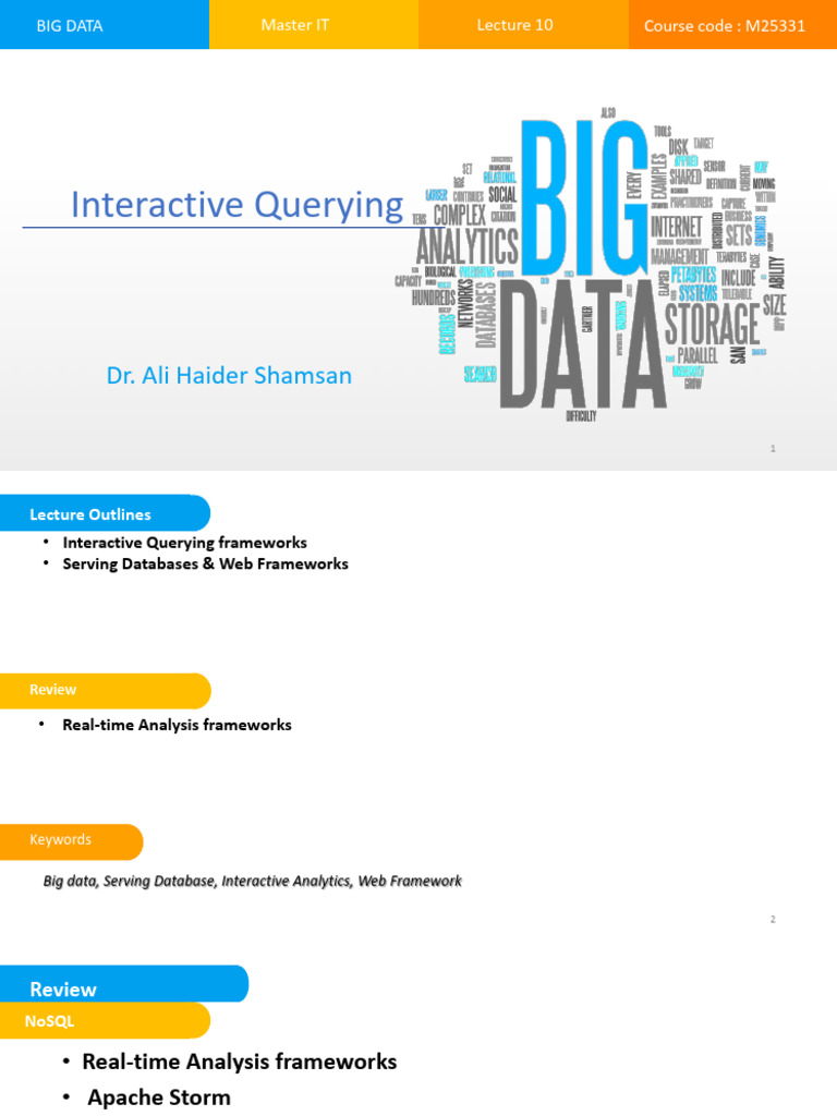 Lecture 10 - Interactive Querying | PDF | Relational Database | Apache ...