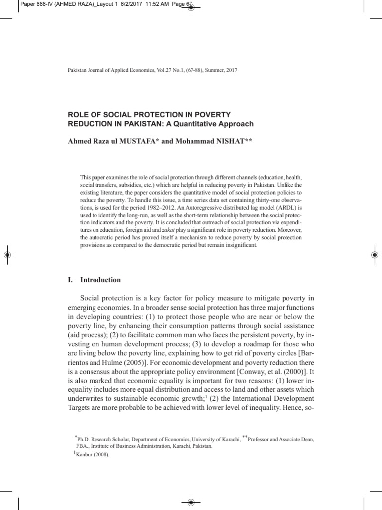 Social Protection's Impact on Poverty in Pakistan | PDF | Welfare | Poverty