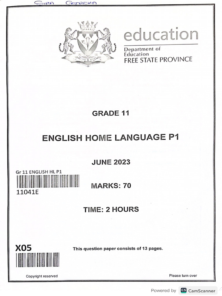 English Paper 1 June 2023 | PDF