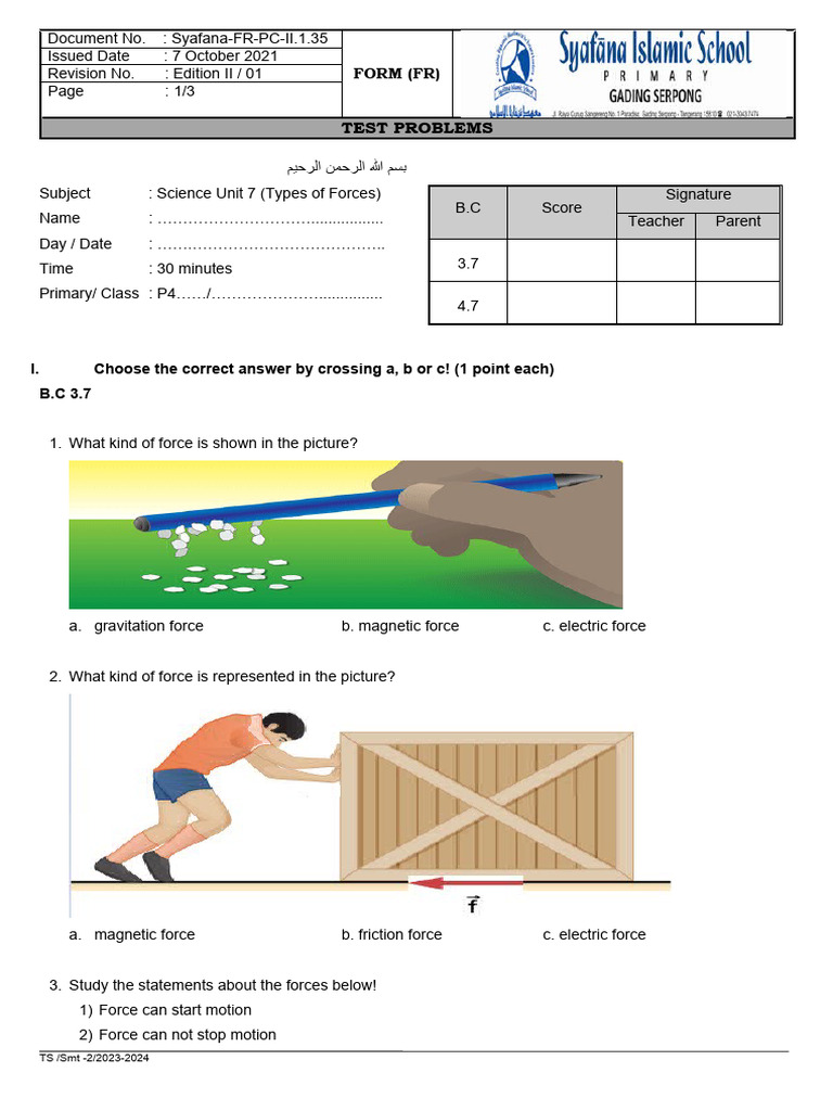 WS Unit 7 | PDF | Force | Physical Phenomena