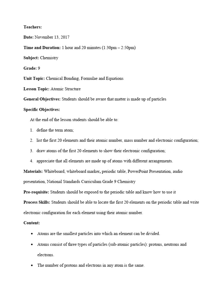 Atoms - 5E Lesson Plan - 9 5 | PDF | Atoms | Atomic Nucleus