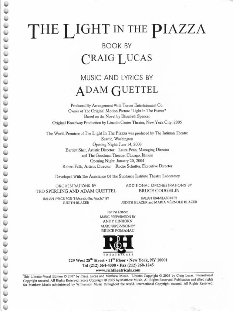 Light in The Piazza, The - R&H - Libretto | PDF