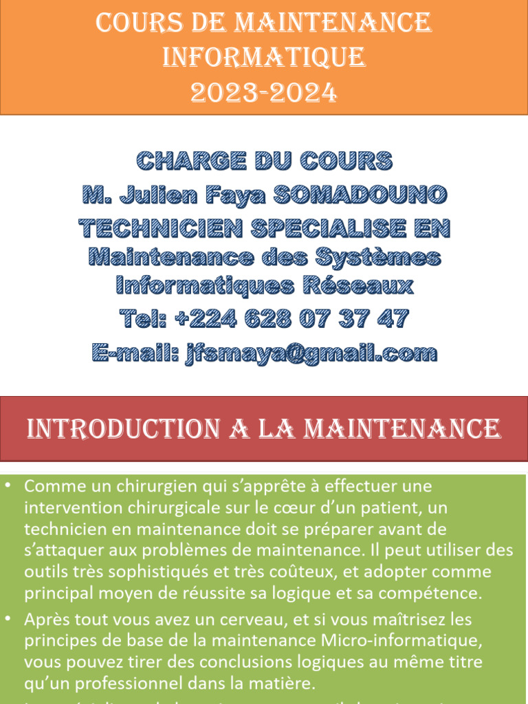 Cours de Maintenance Informatique 2023-2024 | PDF | Bios | USB