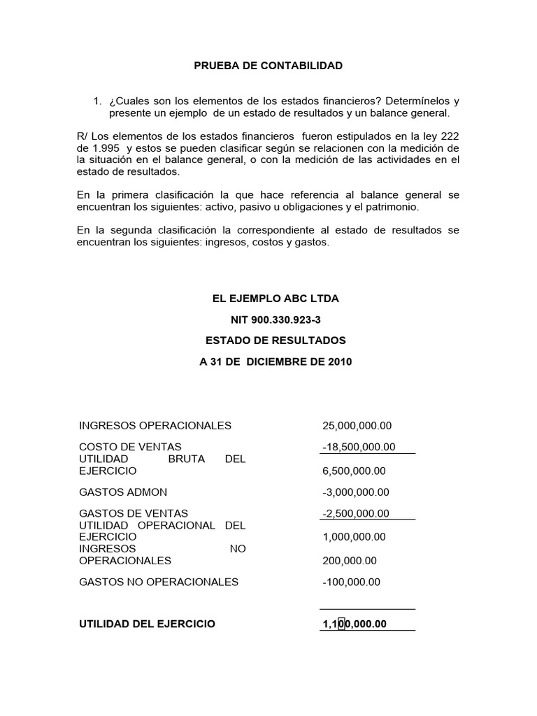 Respuestas de La Prueba Contable | PDF | Depreciación | Contabilidad