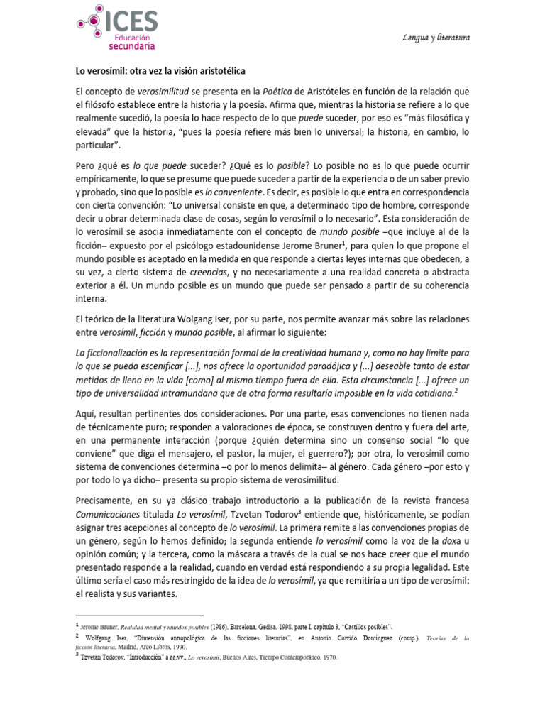 Verosimilitud en poesía y ficción | PDF | Aristóteles | Educación en ...